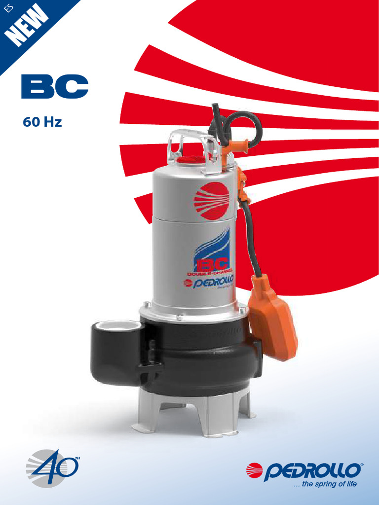 Ficha Tecnica BC Sumergible Drenaje Residual Pedrollo | PDF | Acero | Energia electrica