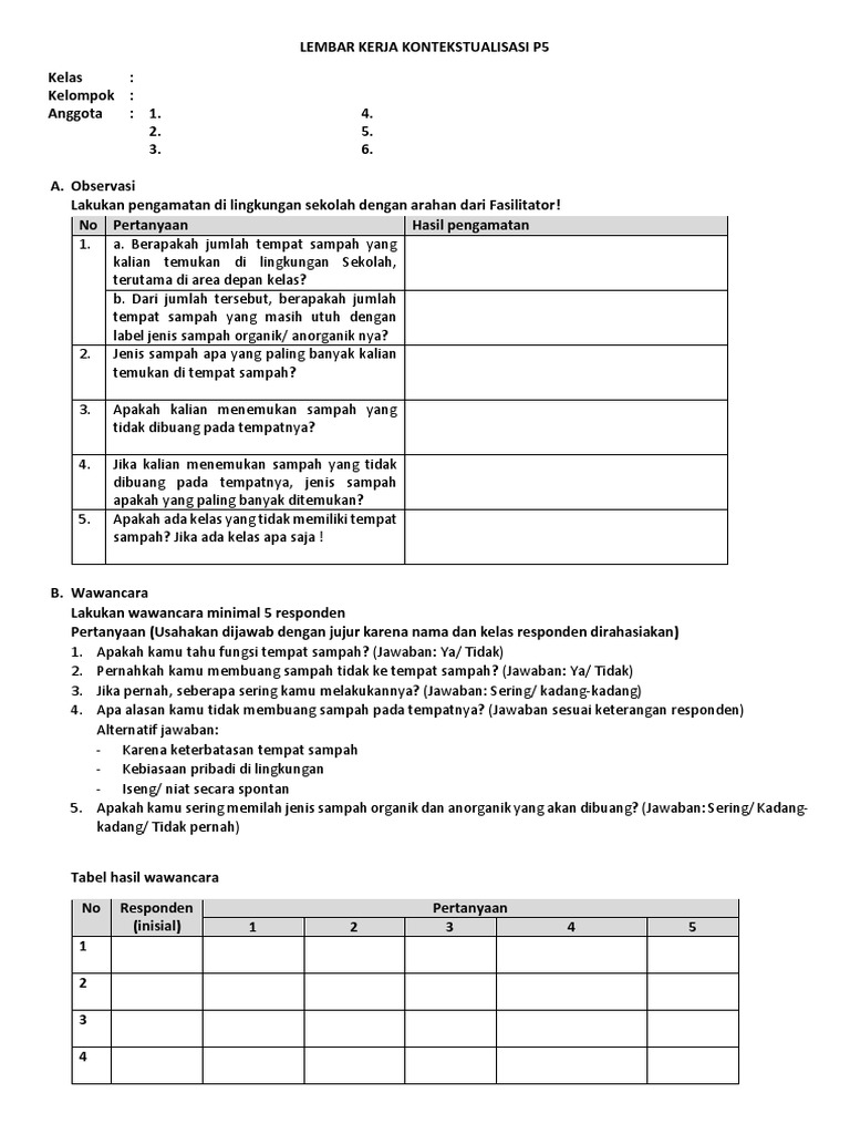 Lembar Kerja Kontekstualisasi P5 | PDF