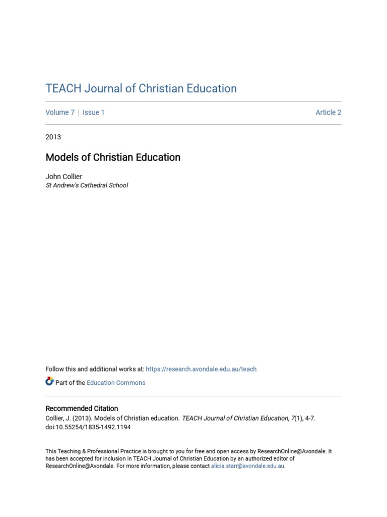 Models of Christian Education Strategies | PDF | Faith | Anglicanism