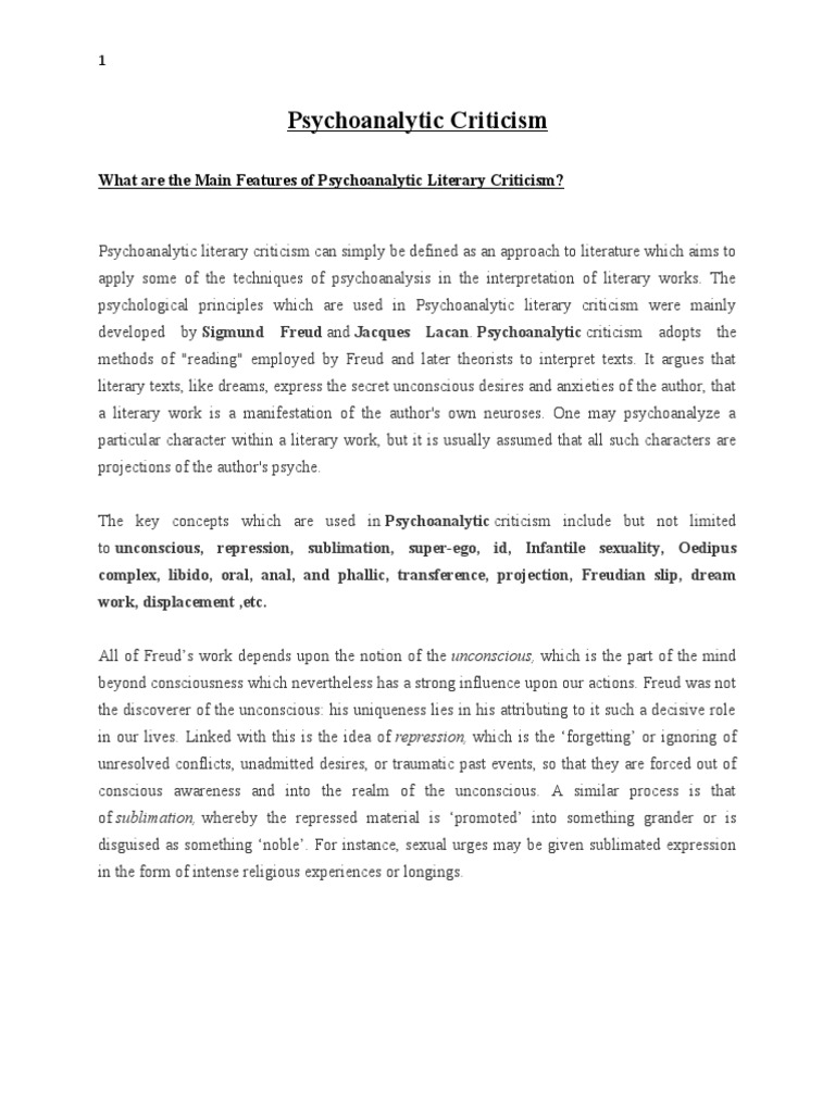 Psychoanalytic Criticism | PDF | Id | Psychoanalysis