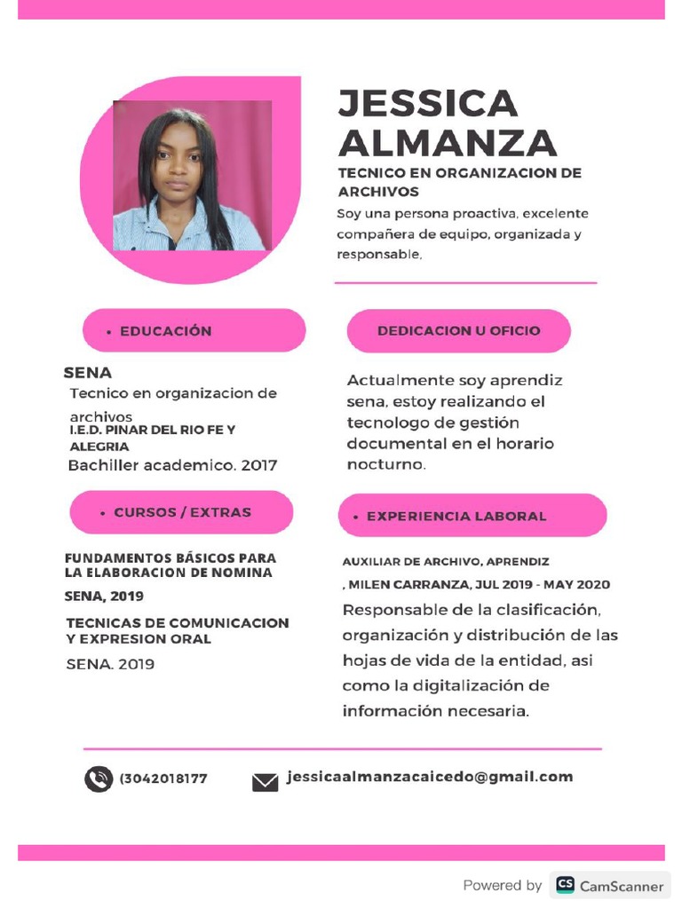 Hoja de Vida Jessica Almanza C | PDF