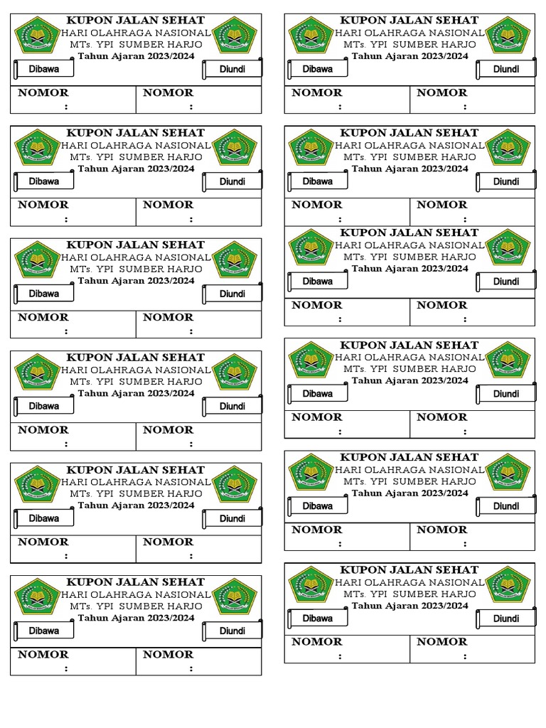 Kupon Jalan Sehat Haornas Mts | PDF | Sains & Matematika