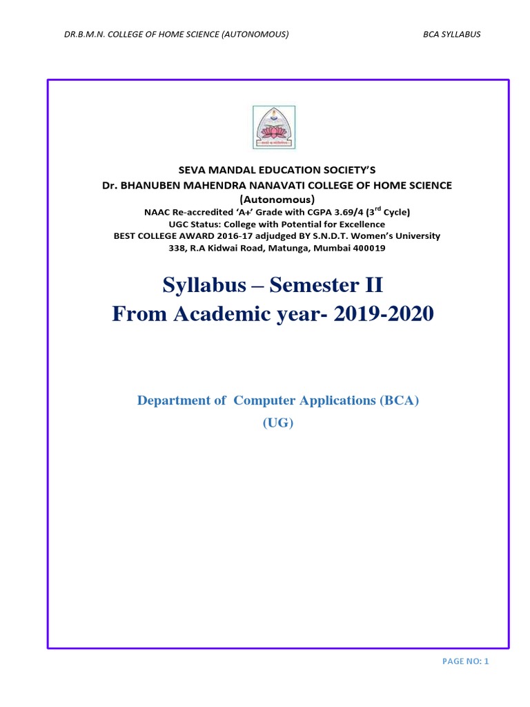 BCA Syllabus Semester II | PDF | Function (Mathematics) | Pointer (Computer Programming)