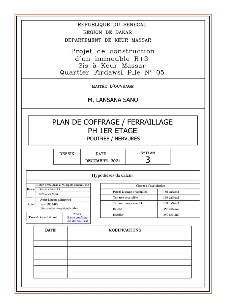 3 - PLAN DE COFFRAGE PH 1er ETAGE | PDF