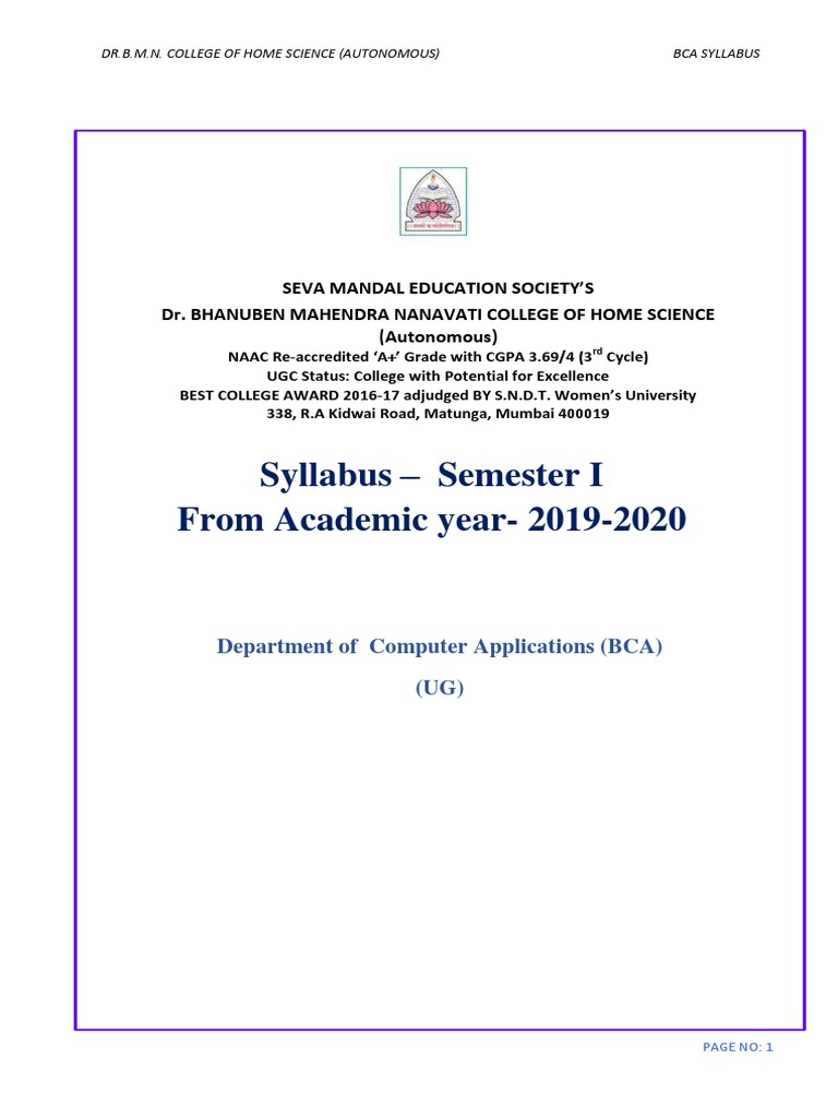 BCA Semester I Syllabus Overview | PDF | Control Flow | Computer Data Storage