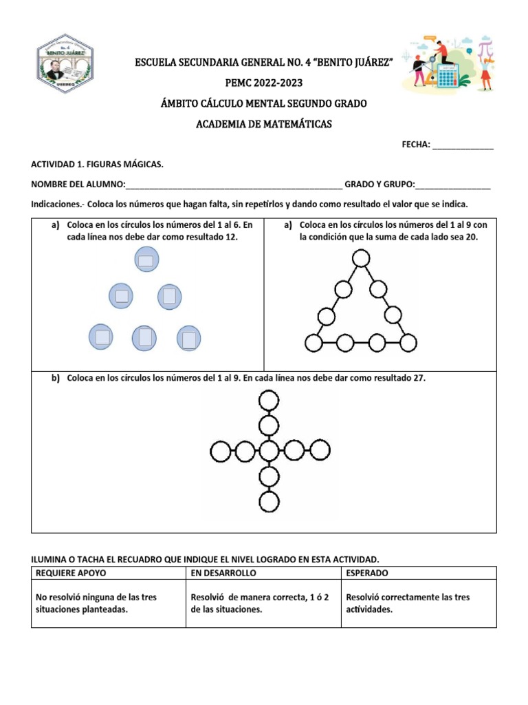 Actividad 1, Calculo Mental 2° Grado | PDF