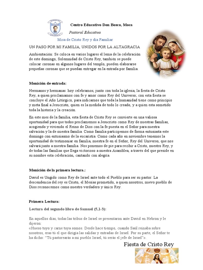Misa Familiar De Cristo Rey 2025 Pdf Eucaristía Misa Liturgia