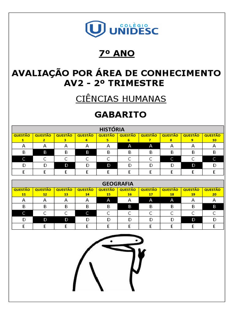GABARITO 5º DIA 7º Ano Unidesc 2023 | PDF