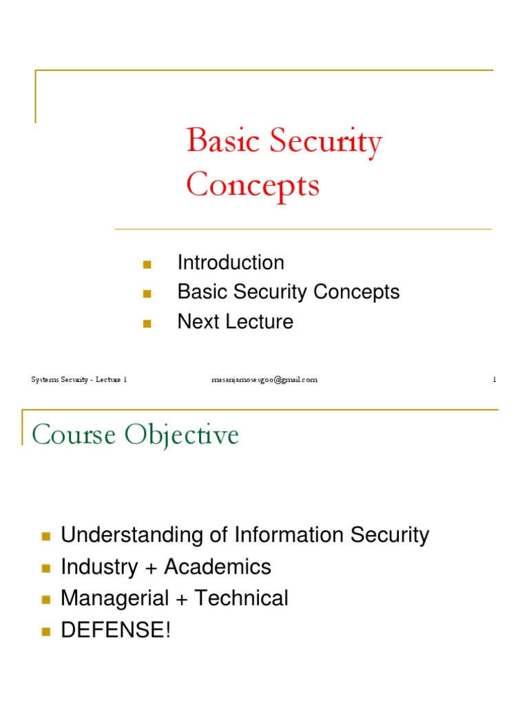 Lect1 BasicSecurityConcepts 1 | PDF | Security | Computer Security