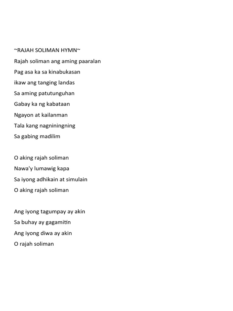 Raja Soliman Hymn | PDF