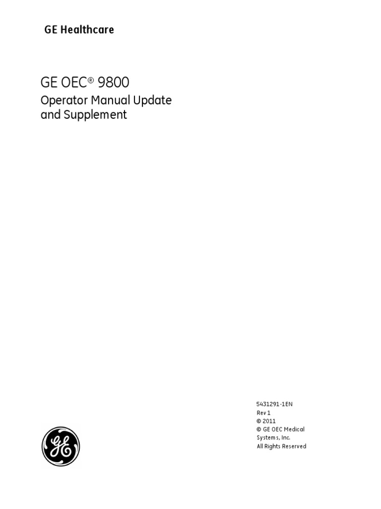 GE OEC 9800 Operator Manual and Supplement | PDF | Medical Device ...