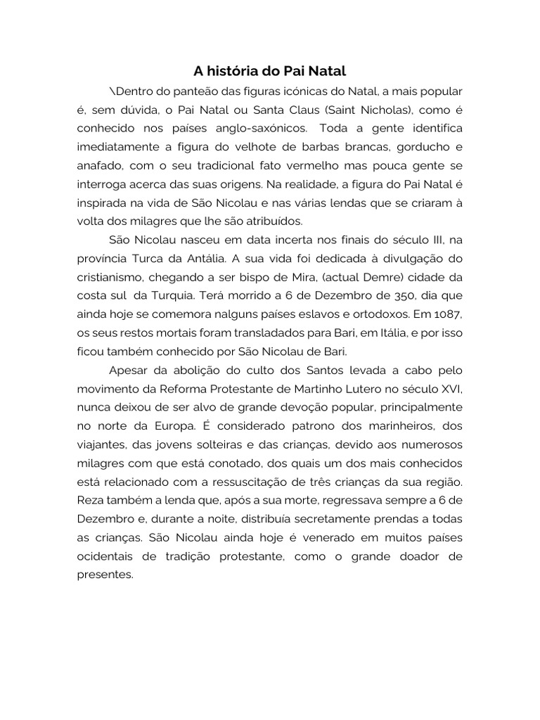 A História Do Pai Natal Pdf Papai Noel 6876