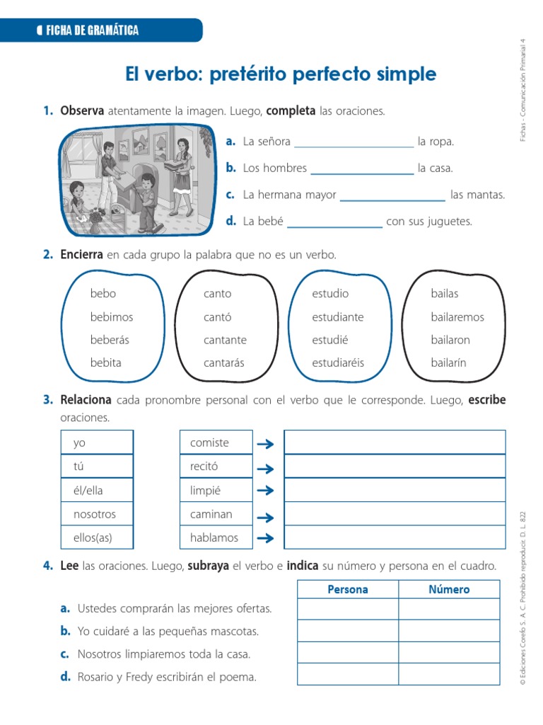 FA - El Verbo - Pretérito Perfecto Simple | PDF