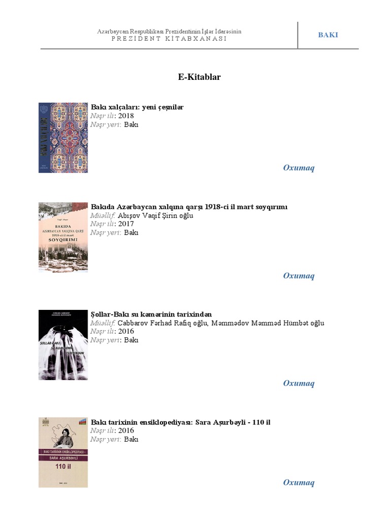Bakı Haqqında Kitablar | PDF