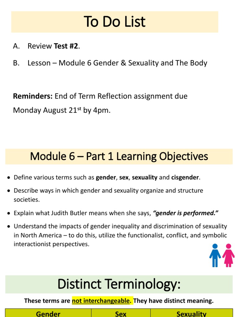 LESSON - MOD 6 Gender & Sexuality and The Body | PDF | Sexual ...
