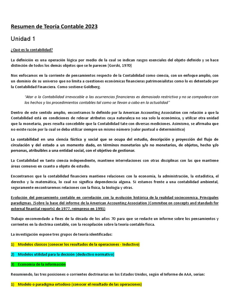 Resumen de Teoría Contable 2023 | PDF | Contabilidad | Valor neto