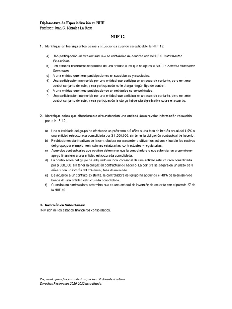NIIF 12 Ejercicios | PDF | normas internacionales de INFORMACION ...