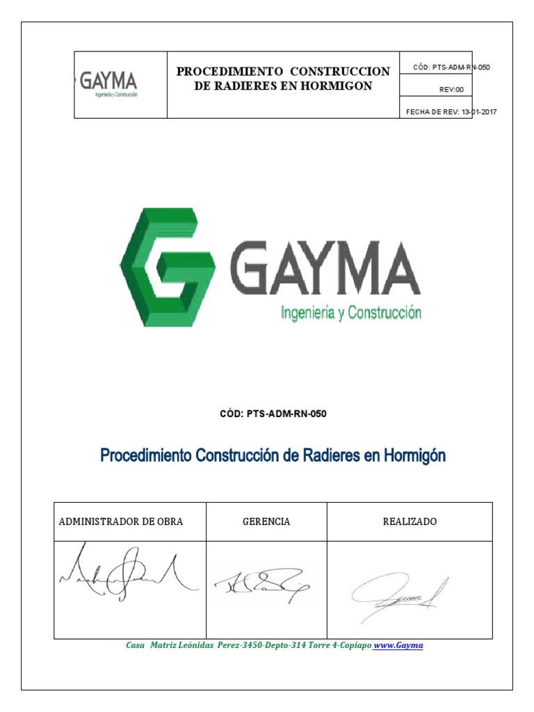 Construcción de Radieres en Hormigón | PDF | Seguridad y salud ...