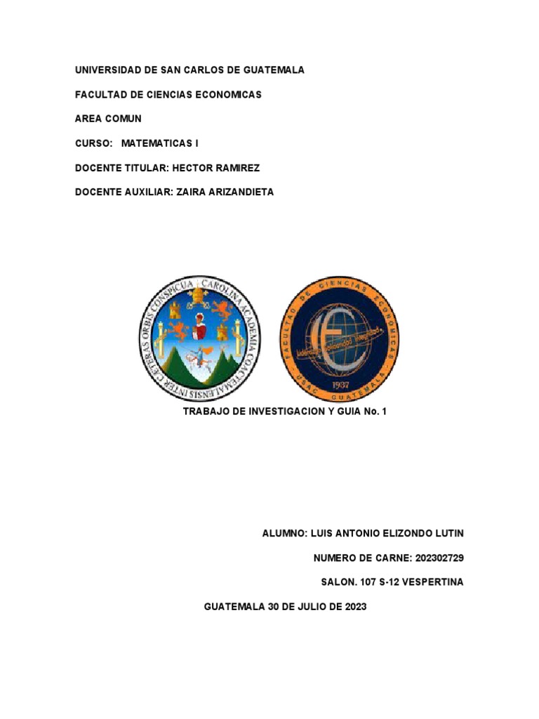 Elementos de La Lógica Simbólica Mate1 | PDF | Conjunto (Matemáticas) | Números