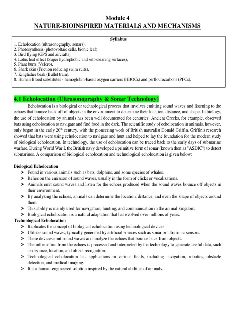 21BE45 - Module 4 - Study Material | PDF | Photosynthesis | Sonar