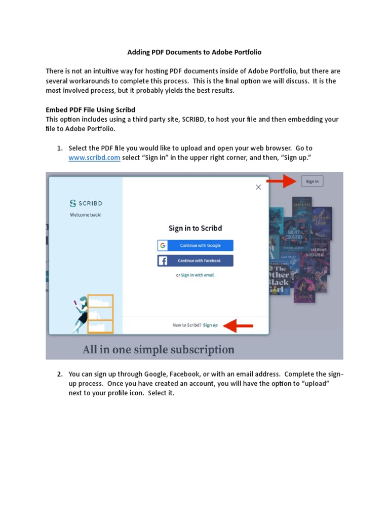 Embed PDFs in Adobe Portfolio Guide | PDF