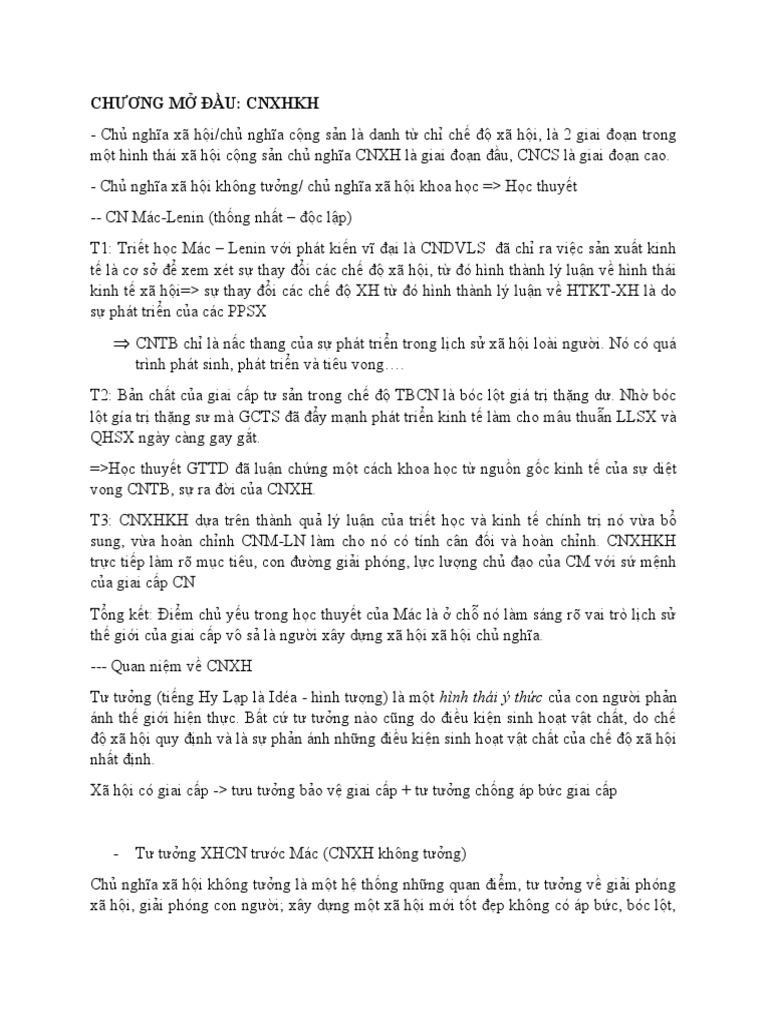 TAKENOTE CNXHKH Chương 1 2 3 | PDF