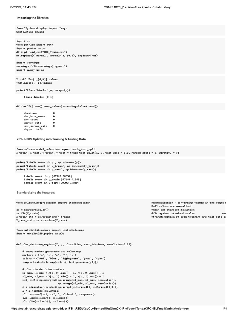 20mis1025 Decisiontree Ipynb Colaboratory Pdf Computing Computer Programming