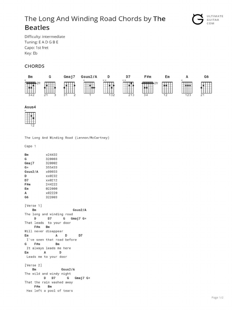 The Long and Winding Road Chords | PDF