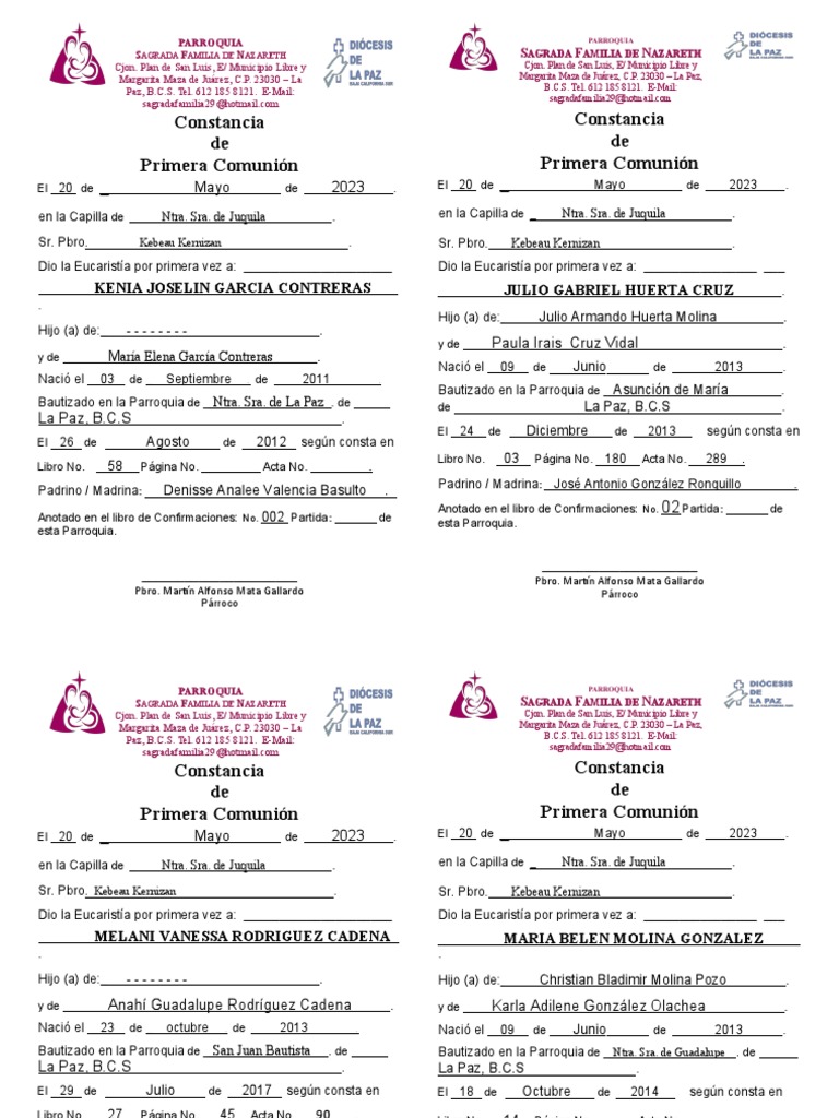 Primeras Comuniones en La Paz 2023 | PDF | Adoración Cristiana Y Liturgia | eucaristía