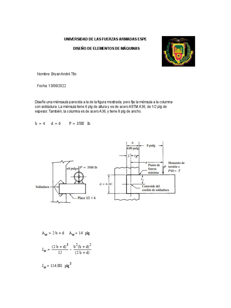Diseño de Ménsula Soldada | PDF