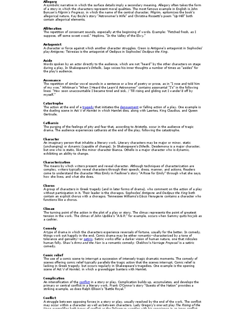 Key Literary Terms in Drama | PDF | Tragedy | Hamlet