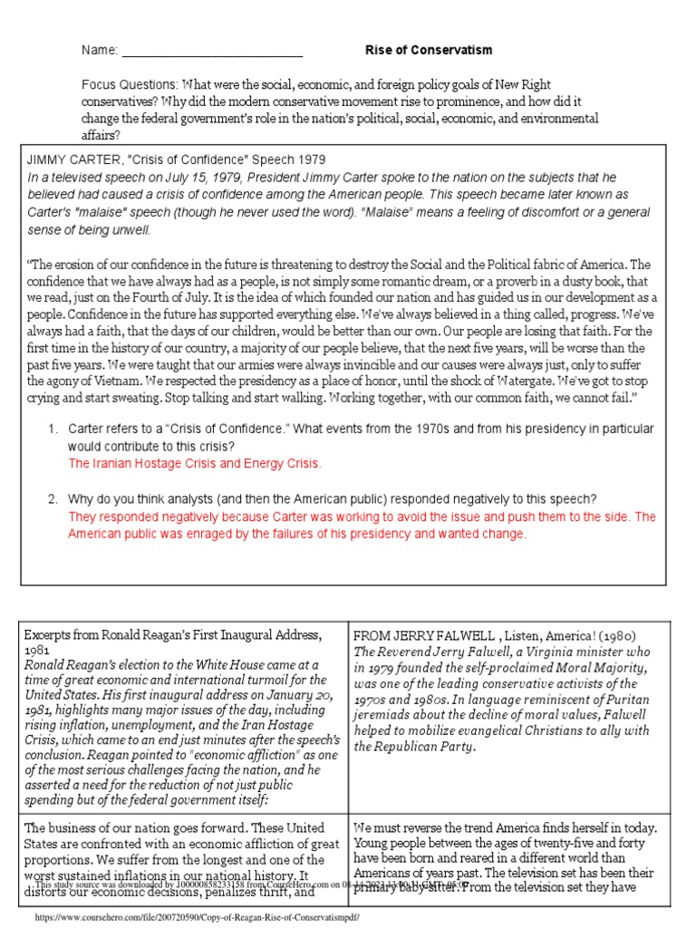 Reagan Rise of Conservatism PDF | PDF | Conservatism | Jimmy Carter