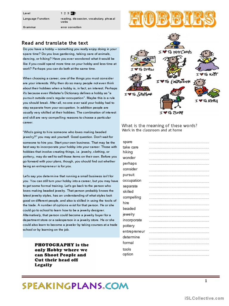 Hobby | PDF | Hobbies | Linguistics