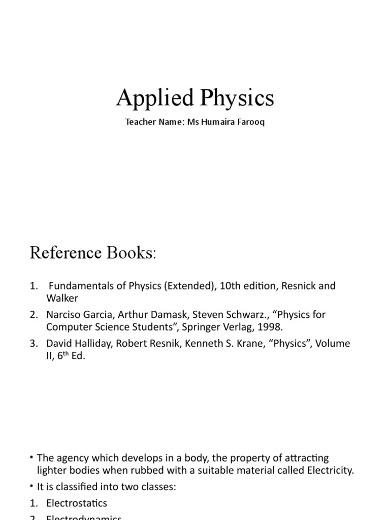 Aplied Physics.... Lec 1 | PDF