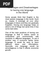 Pros and Cons of a Single Global Language | PDF