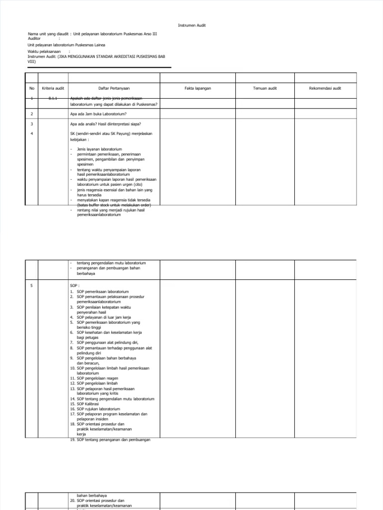 PDF Instrumen Audit Laboratorium | PDF | Komputer | Teknologi & Rekayasa