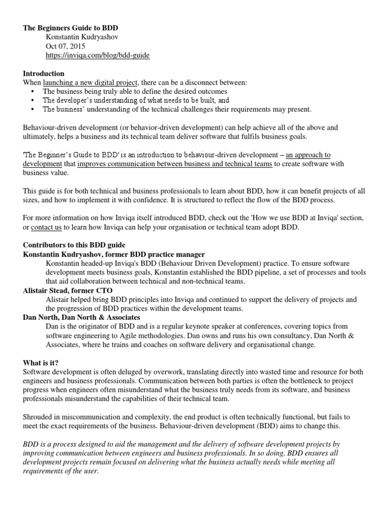 The Beginners Guide To BDD | PDF