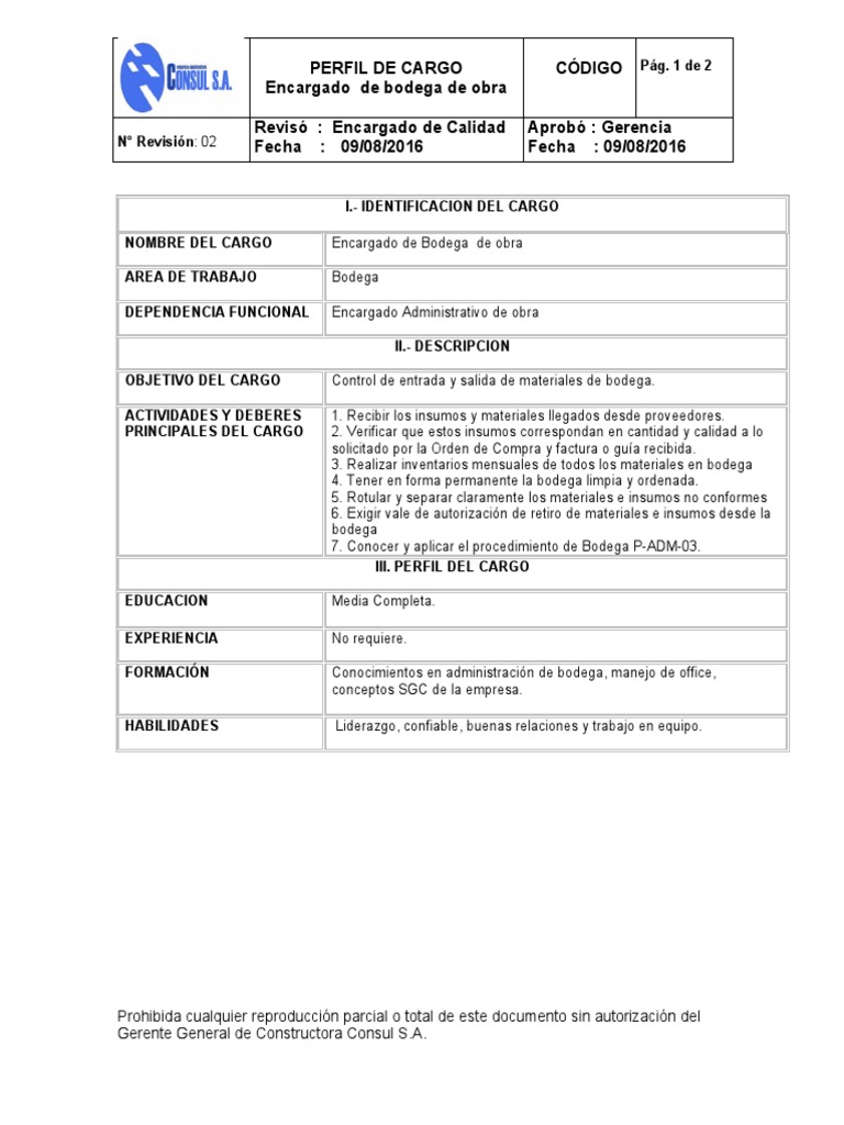 Encargado de Bodega | PDF | Business