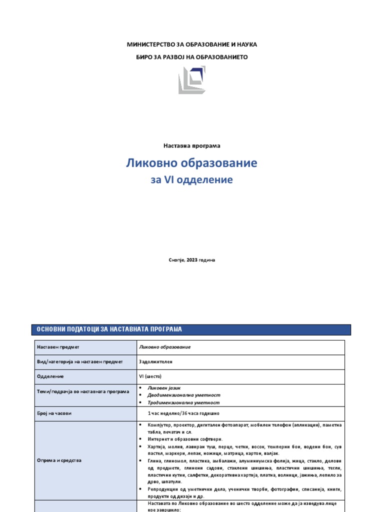 Likovno Obrazovanie 6 Odd.6624 | PDF