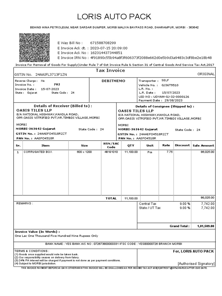 RptSalesInvoice Morbi | PDF | Invoice | Money