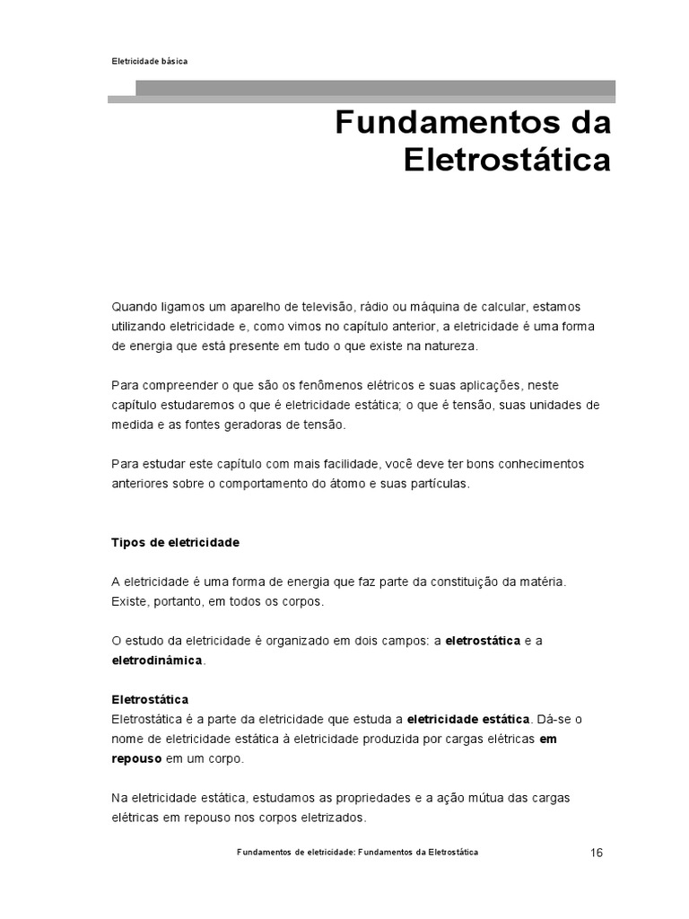 06 - Fundamentos de Eletrostática | PDF | Carga elétrica | Eletricidade