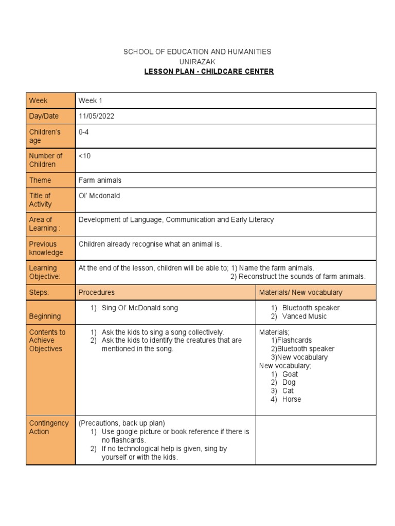 Lesson Plan Format - TASKA | PDF