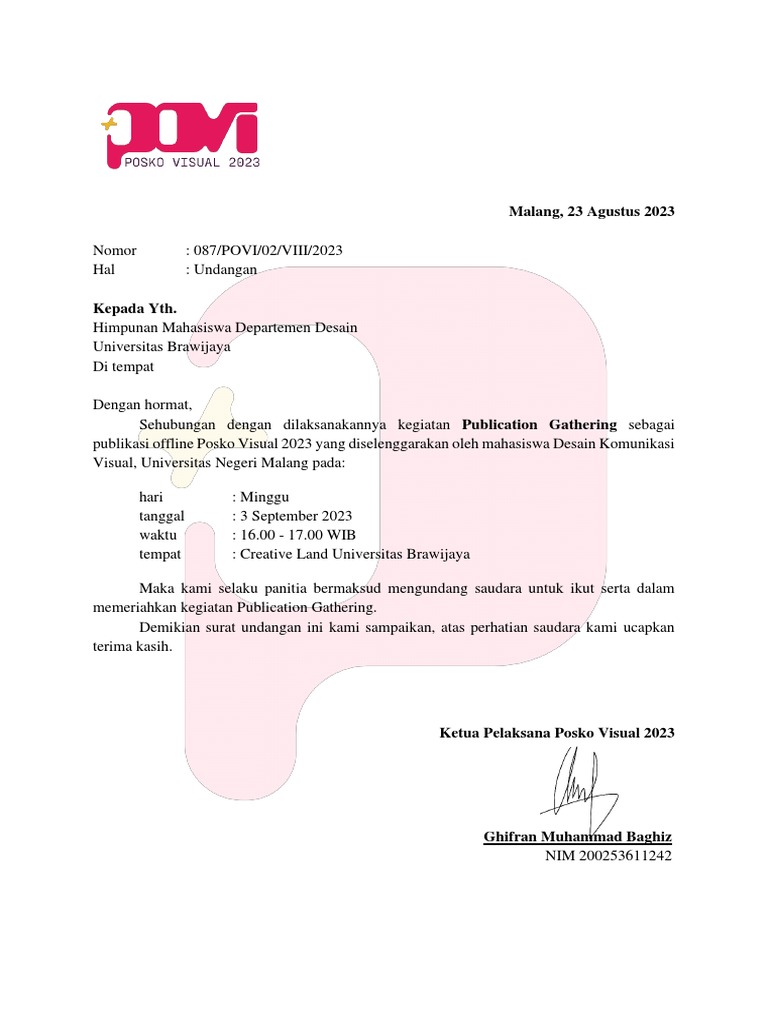 Surat Undangan Publication Gathering UB | PDF