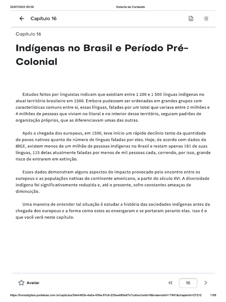 PDF Do Capítulo 16 Indígenas No Brasil e Período Pré-Colonial | PDF