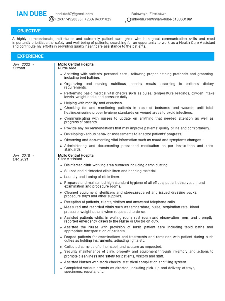 Ian Dube CV | PDF | Patient | Nursing