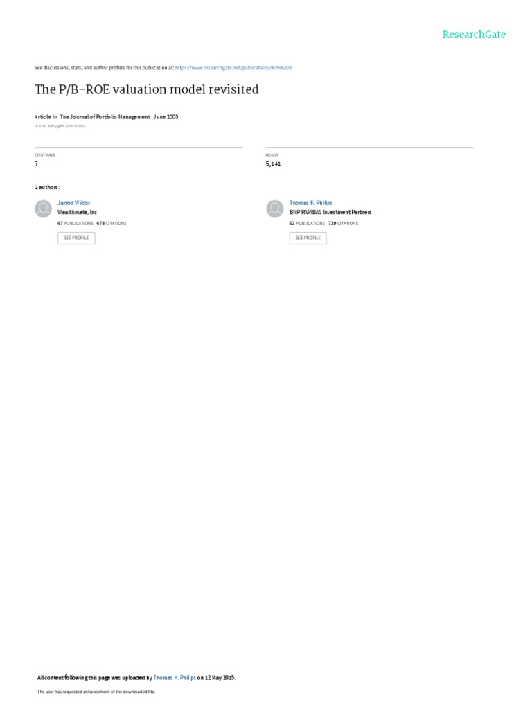 The PB-ROE Valuation Model Revisited | PDF | Errors And Residuals ...