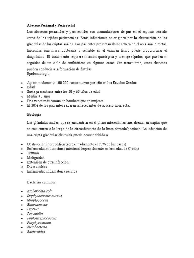 Absceso Perianal y Perirrectal | PDF | Hemorroides | Diarrea