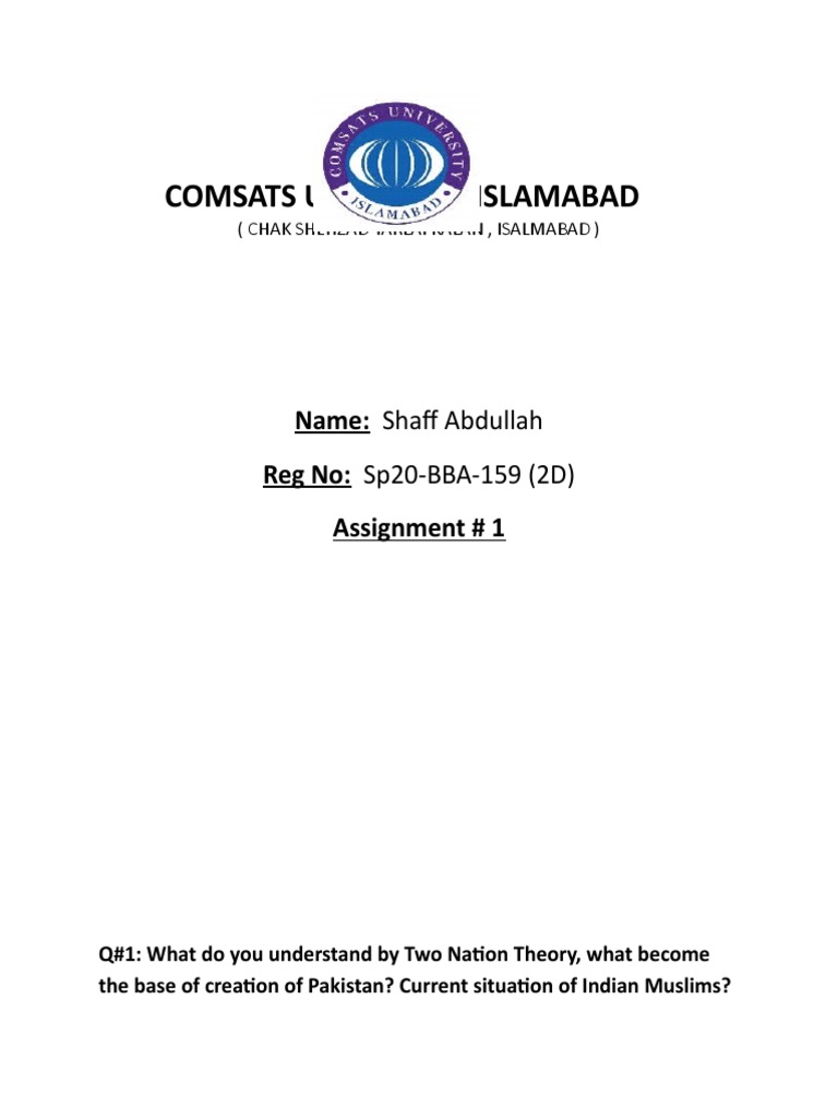 Two Nation Theory Pdf Two Nation Theory Urdu