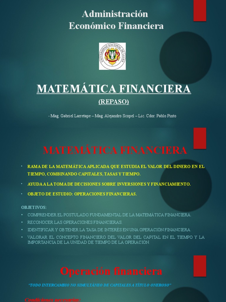 Conceptos Clave de Matemática Financiera | PDF | Finanzas Matemáticas ...