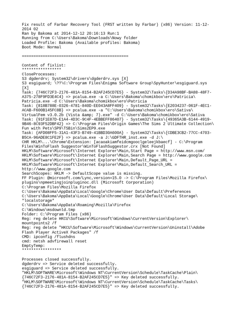 Fixlog | PDF | Windows Registry | Microsoft Windows